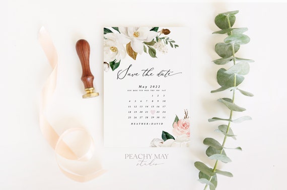 Magnolia Calendar Save the Date Template Editable Magnolia - Etsy