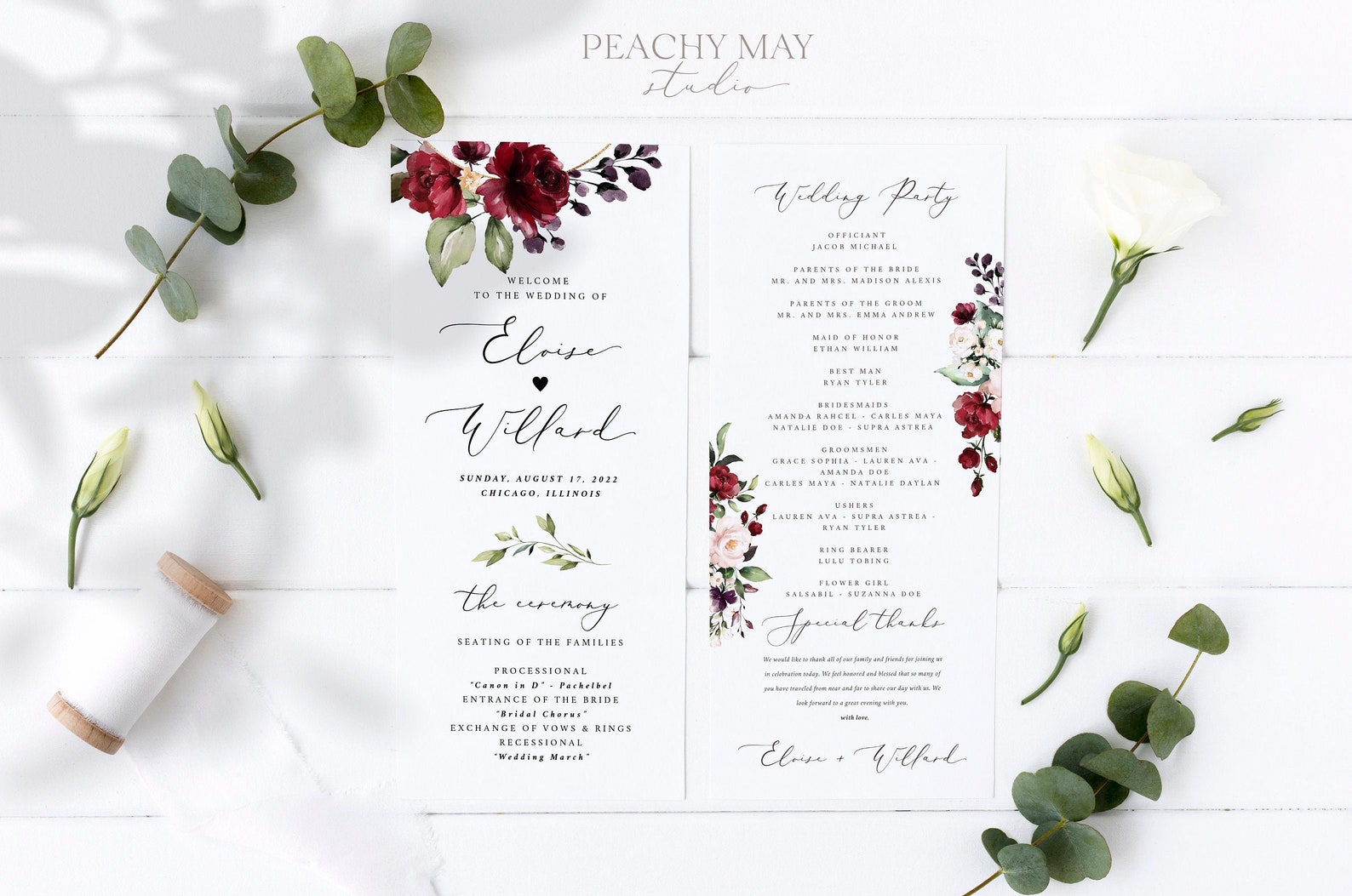 Wedding Program Instant Download Floral Ceremony Program | Etsy