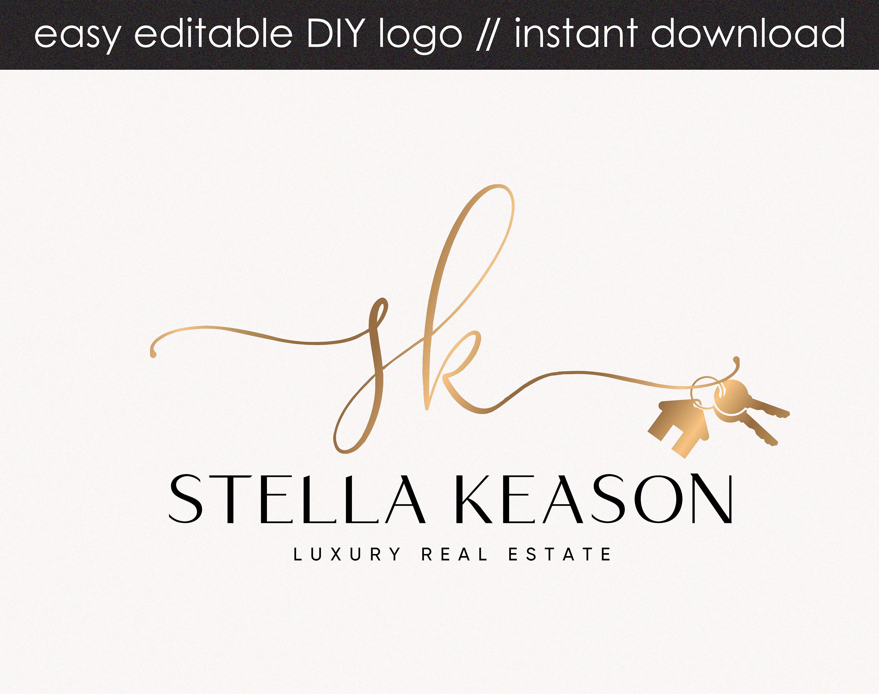 Rose Gold Editable Real Estate Logo Rose Gold House Logo - Etsy