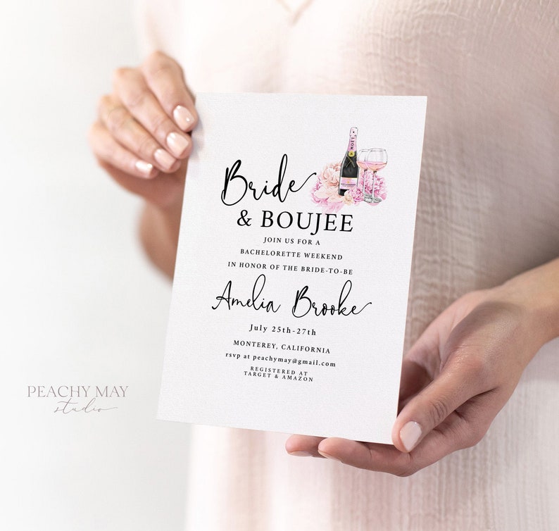 Editable Bride and Boujee Bachelorette Party Invitation | Etsy