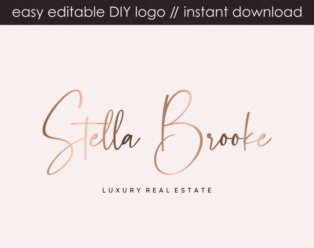 Rose Gold Editable Signature Logo, Rose Gold Beauty Logo, Premade ...