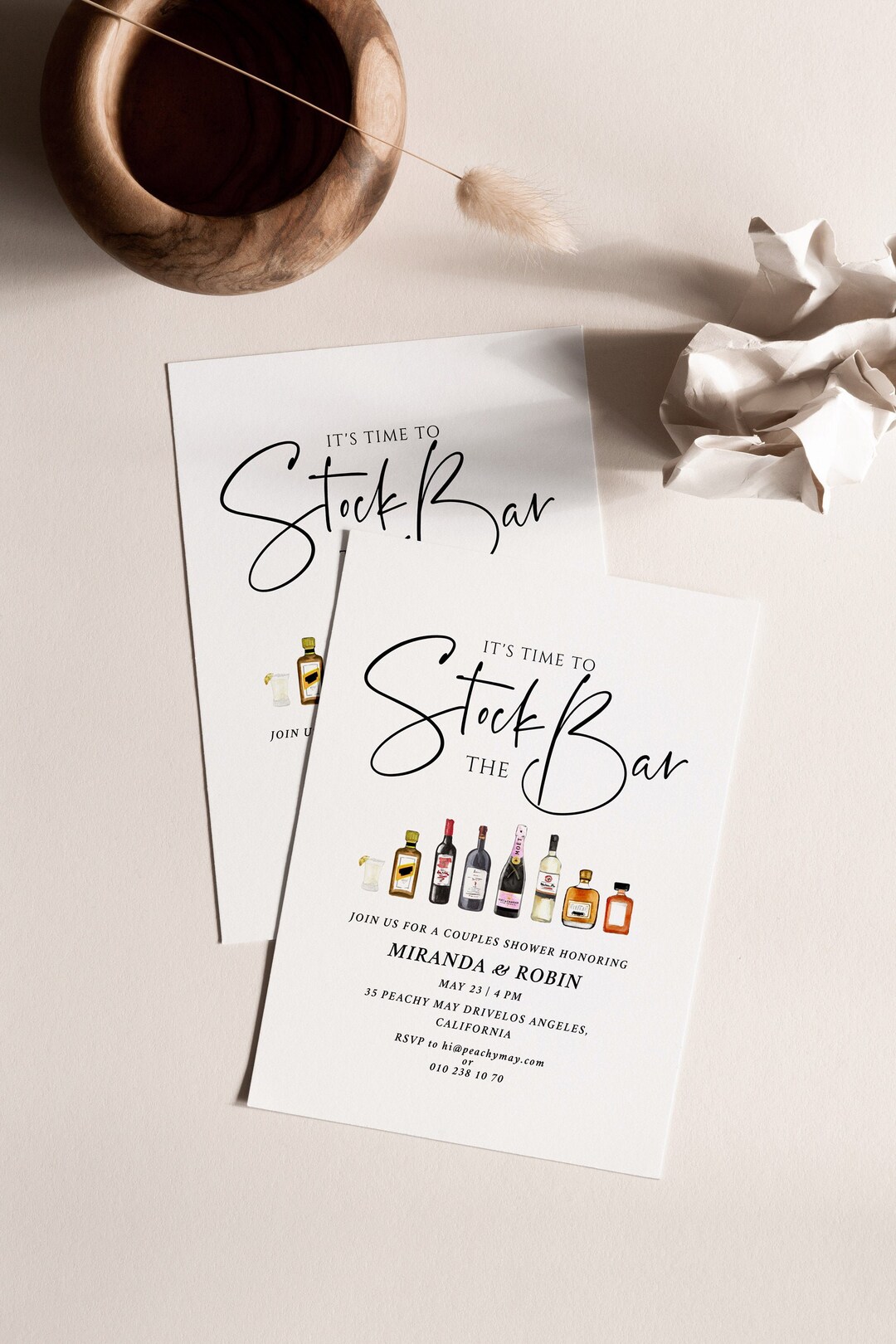 Let's Stock the Bar Invitation, Couple's Shower Invite, Engagement ...