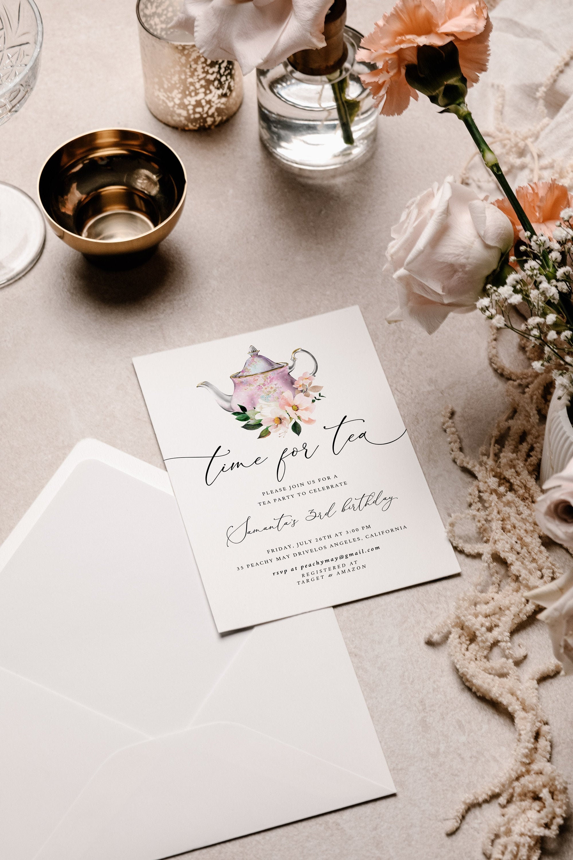 Time for Tea Party Invitation Template DIY Birthday Invite - Etsy