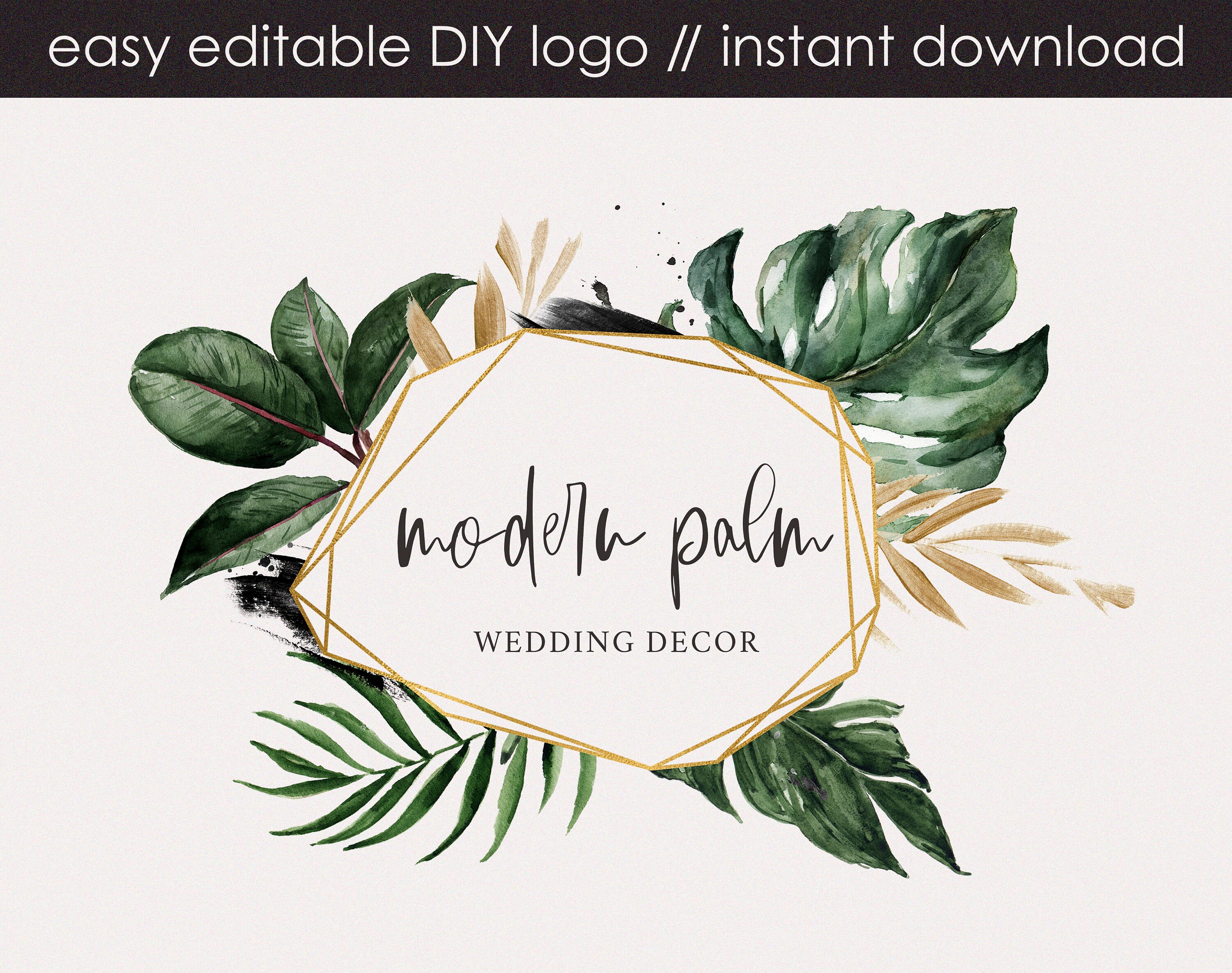 Editable Tropical Logo Design Boho Logo Design Watercolor - Etsy UK