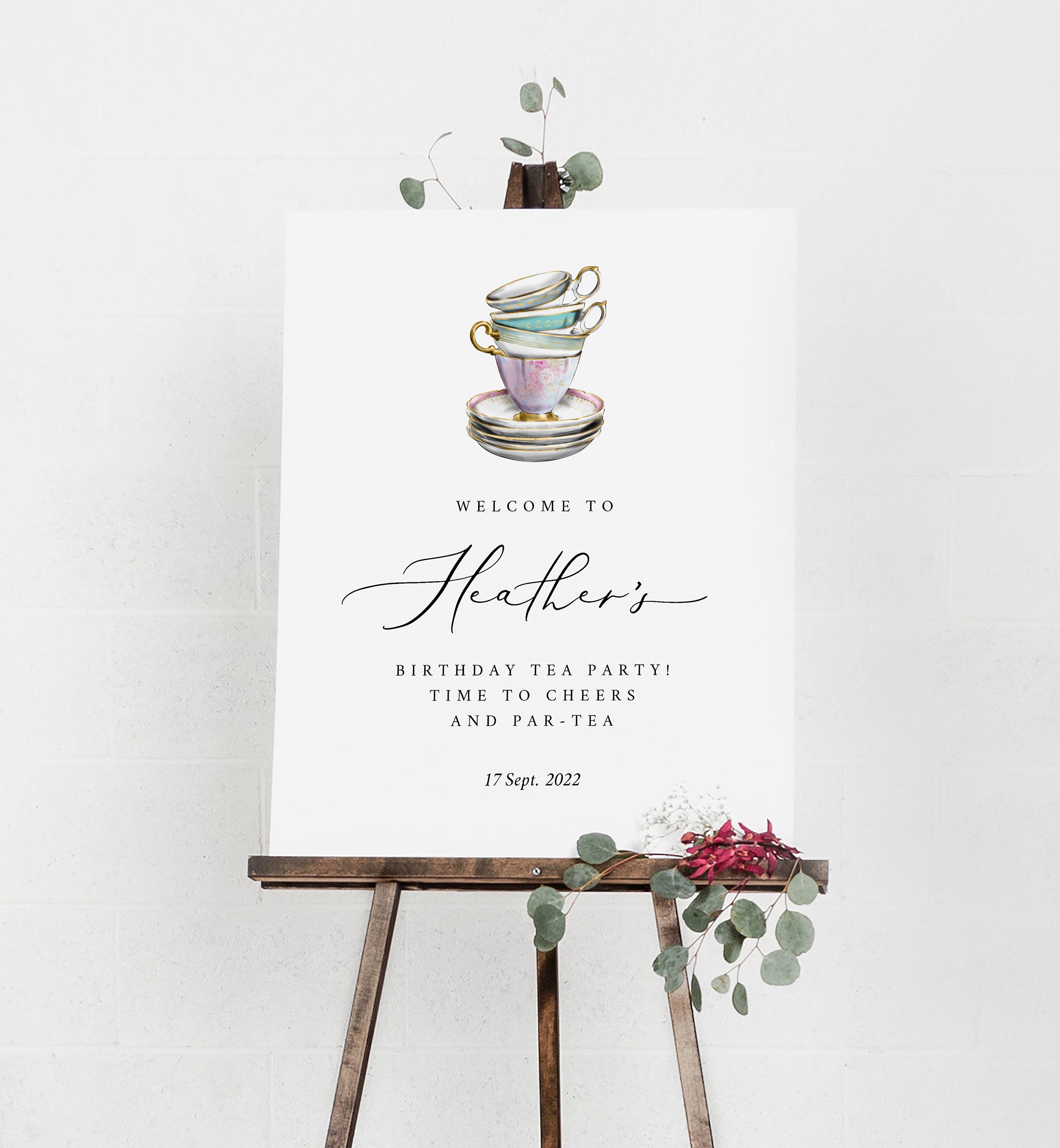 Tea Party Welcome Sign Template Birthday Party Welcome Sign | Etsy