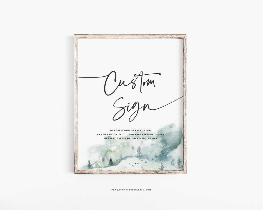 Mountain Minimalist Wedding Sign Template, Modern Wedding Printable ...