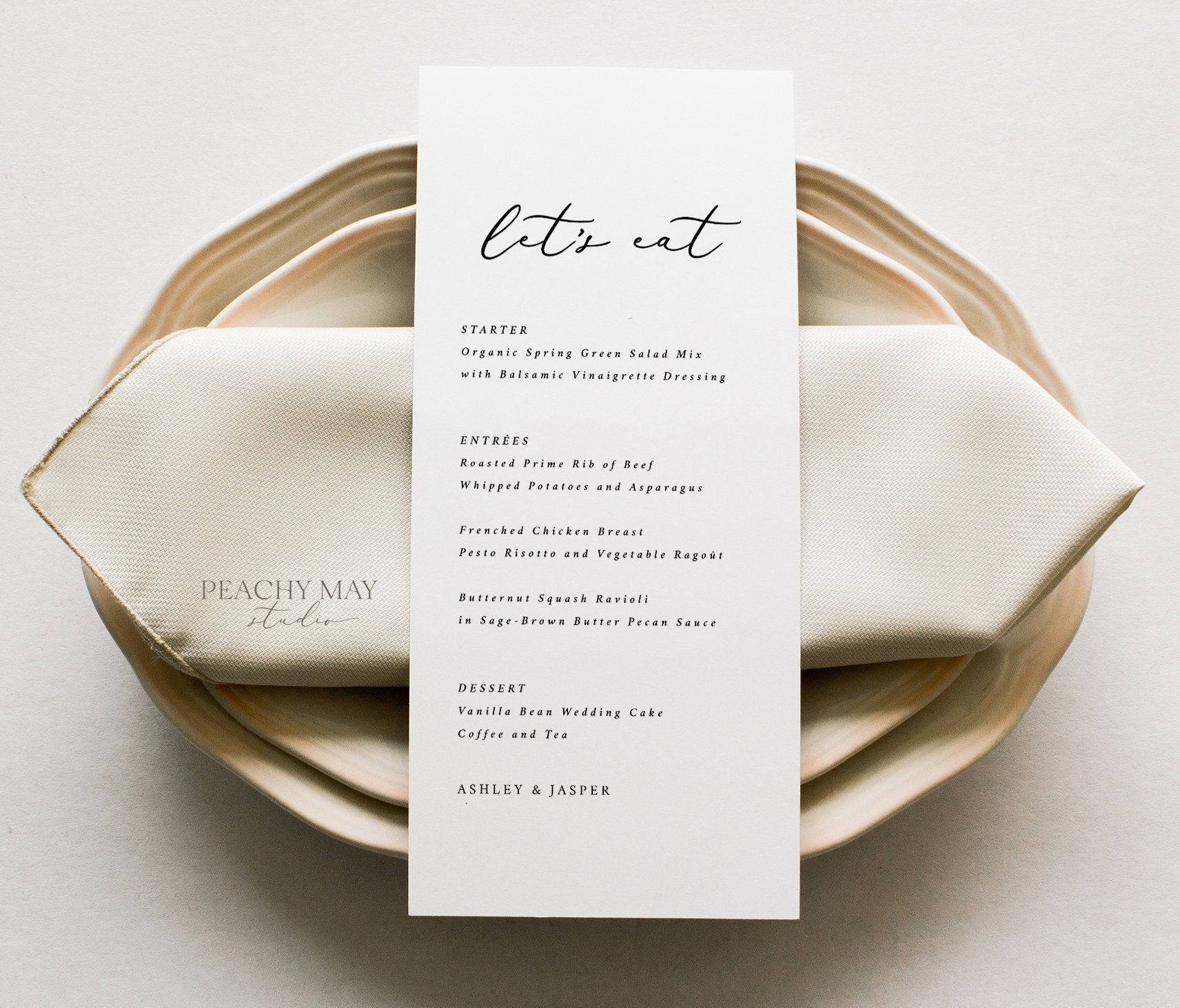 Let's Eat Minimalist Wedding Menu Template Modern Wedding | Etsy