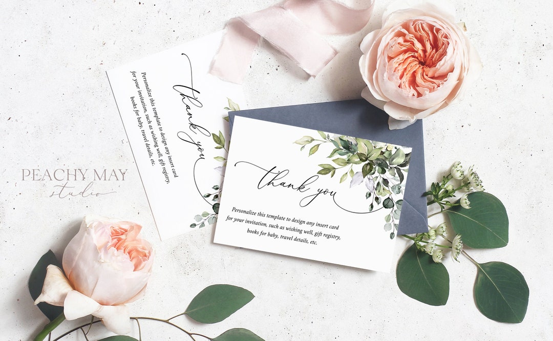 Greenery Enclosure Card Template Printable Greenery Insert - Etsy