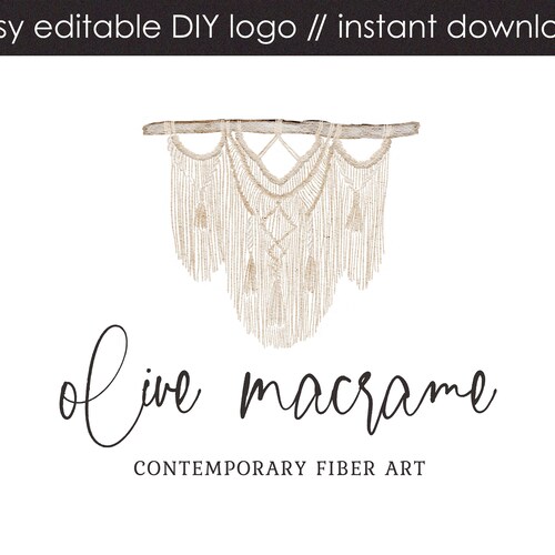 Macrame Logo Premade Logo Design Boho Logo Floral Bohemian - Etsy