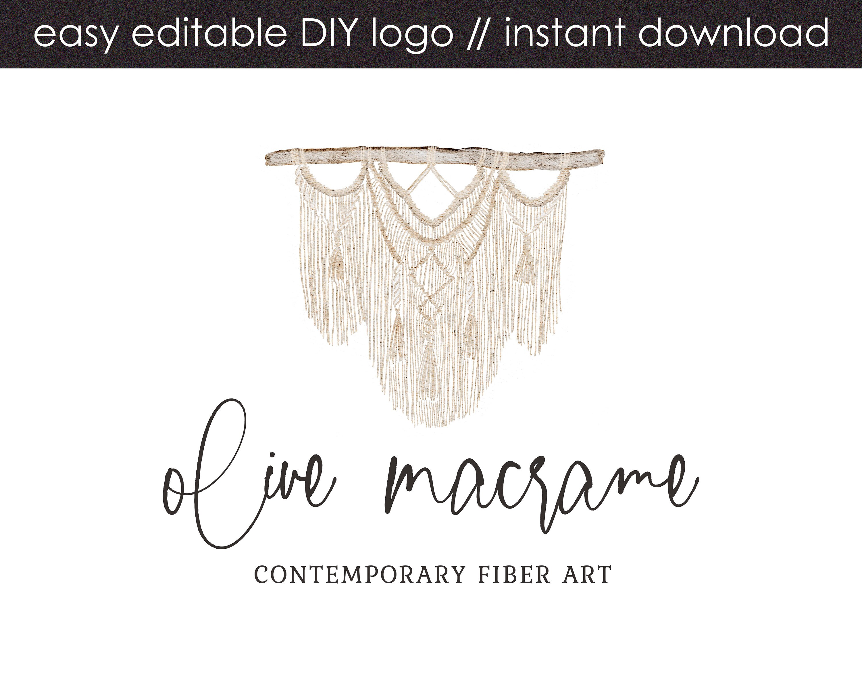 Editable Premade Logo Design Boho Business Logodiy Macrame - Etsy