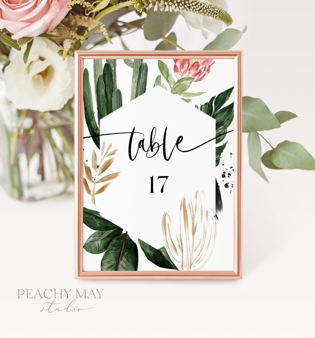 Tropical Printable Table Numbers, Table Numbers, Table Numbers Template ...