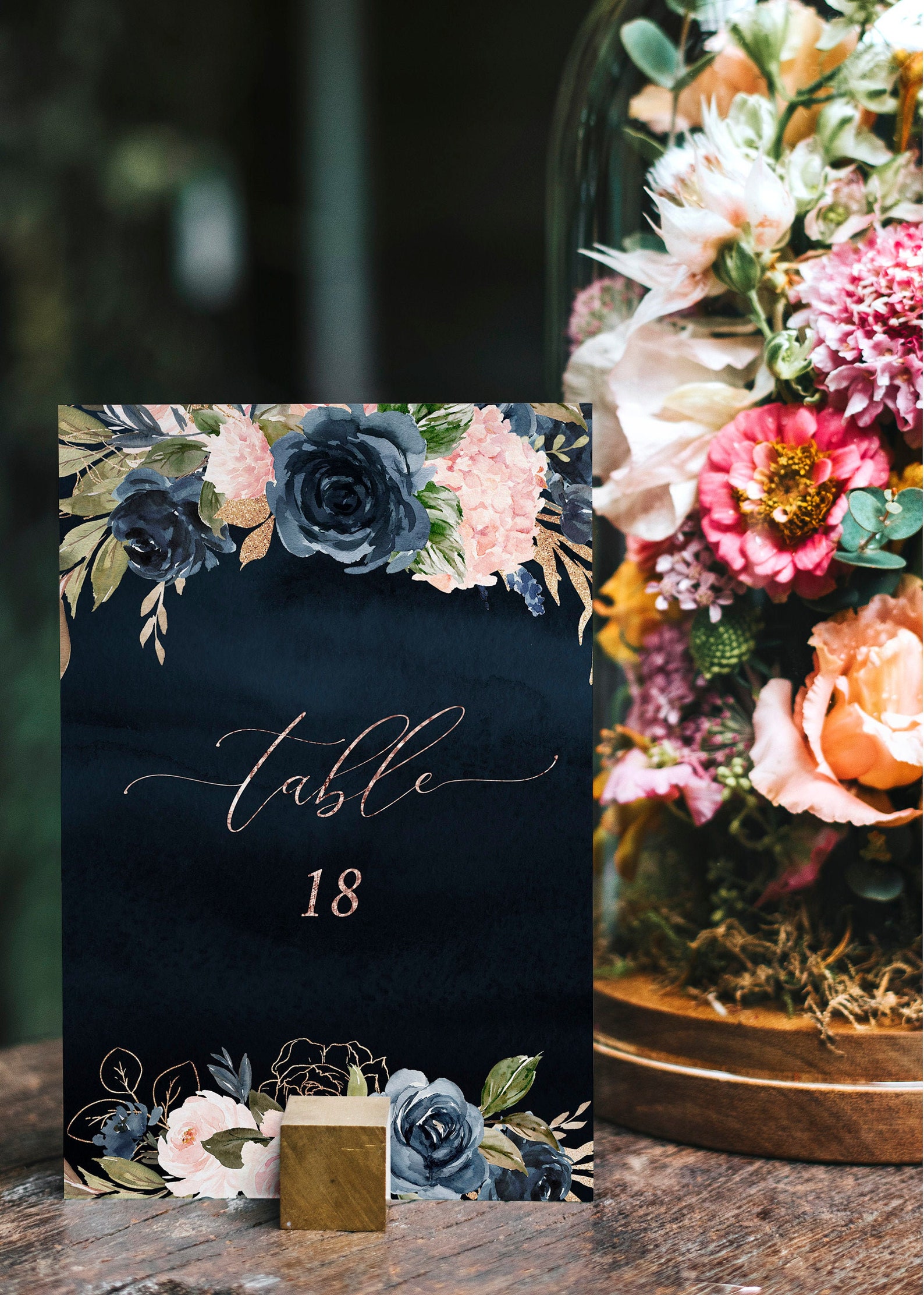 Navy Blue Wedding Table Number Sign Printable Table Numbers - Etsy