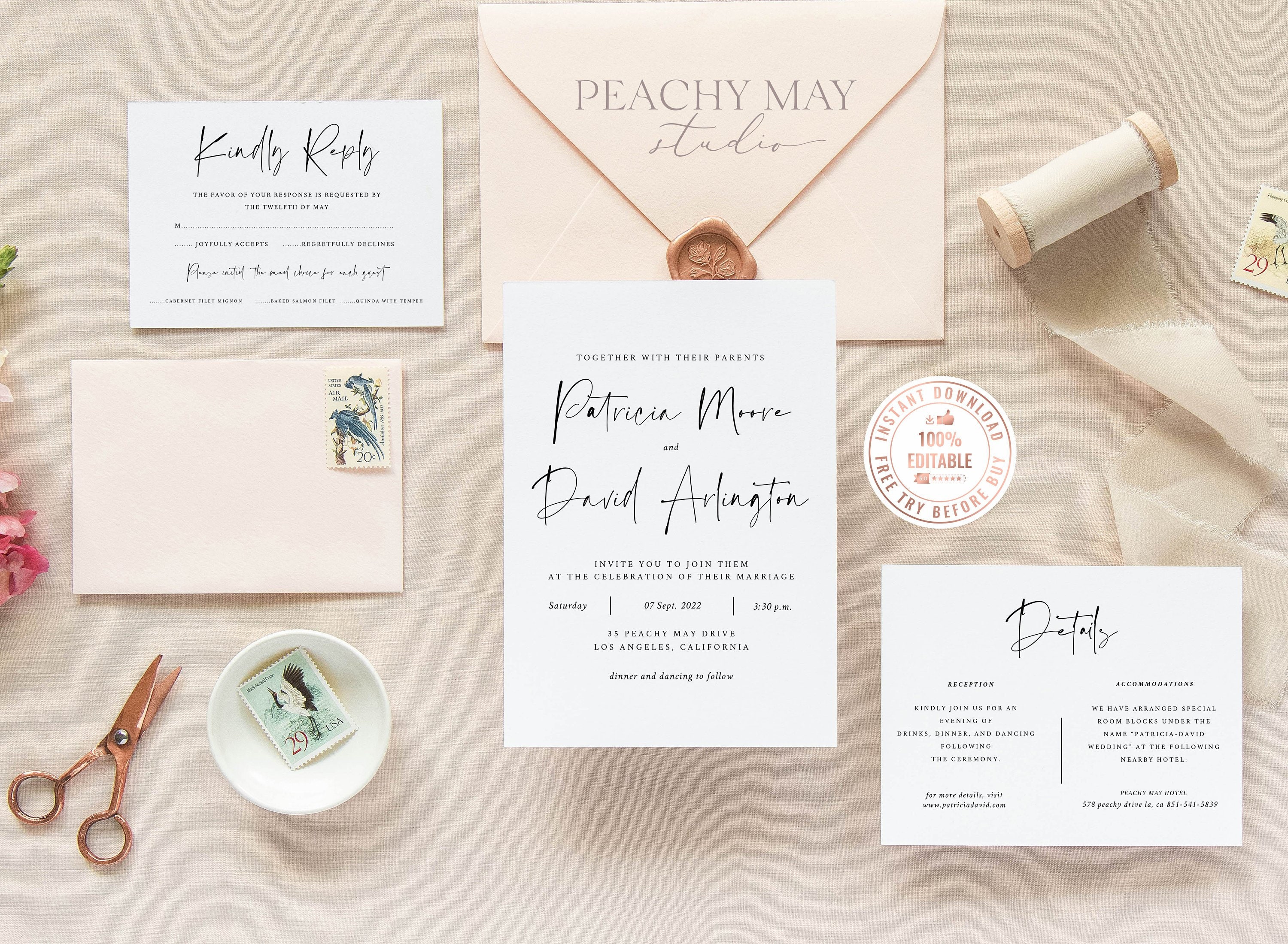 Modern Wedding Invitation Template Instant Download Template - Etsy