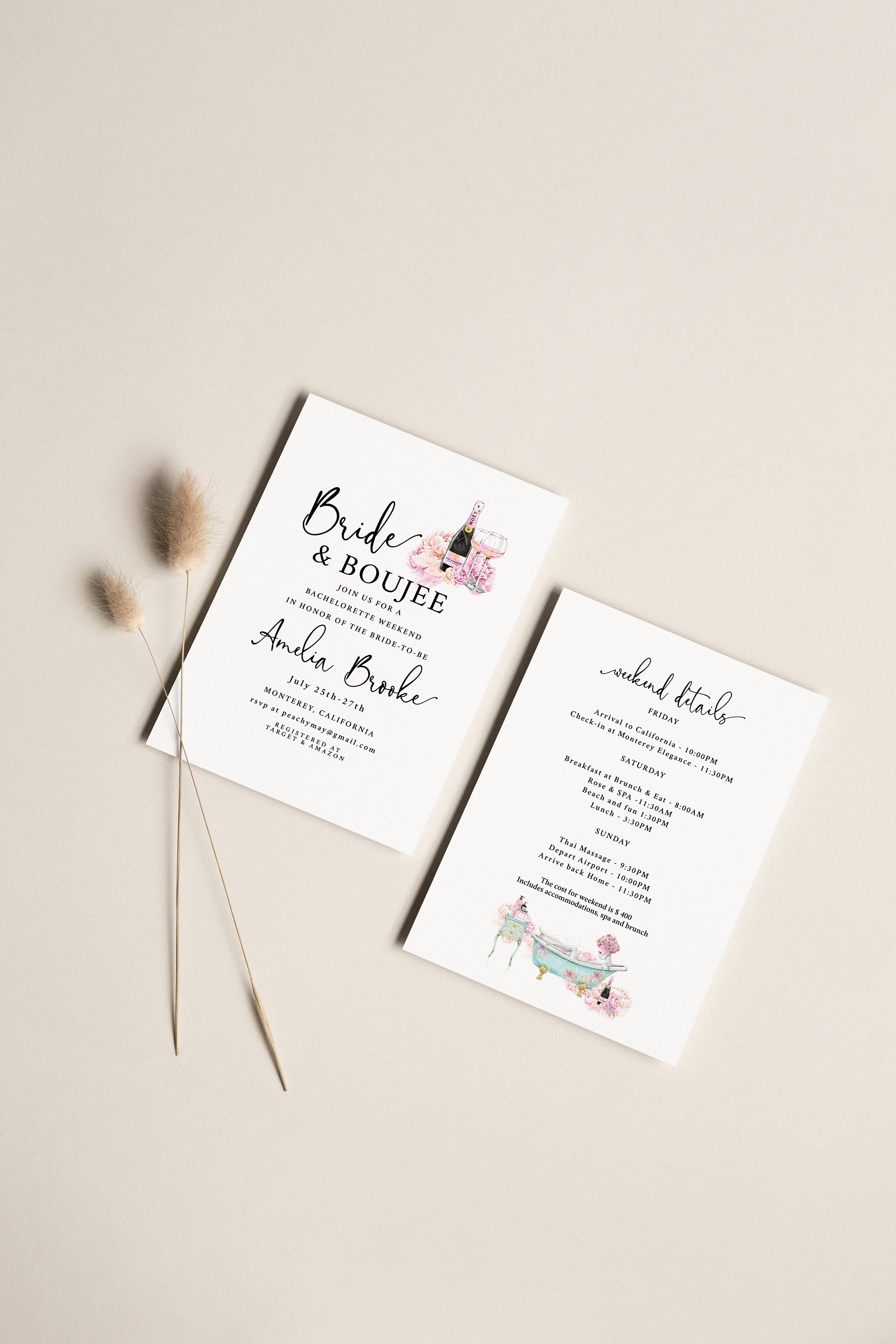 Editable Bride and Boujee Bachelorette Party Invitation | Etsy