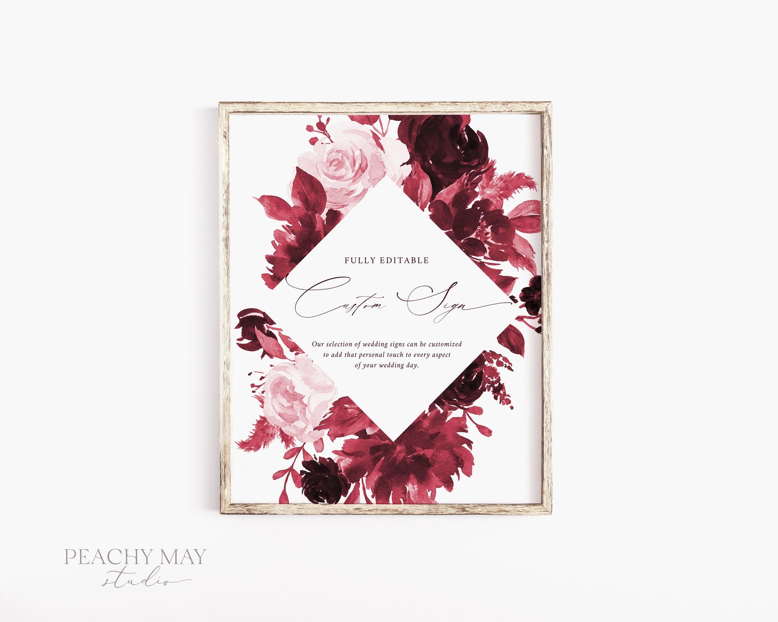 Burgundy Custom Sign Template Custom Wedding Sign Template - Etsy