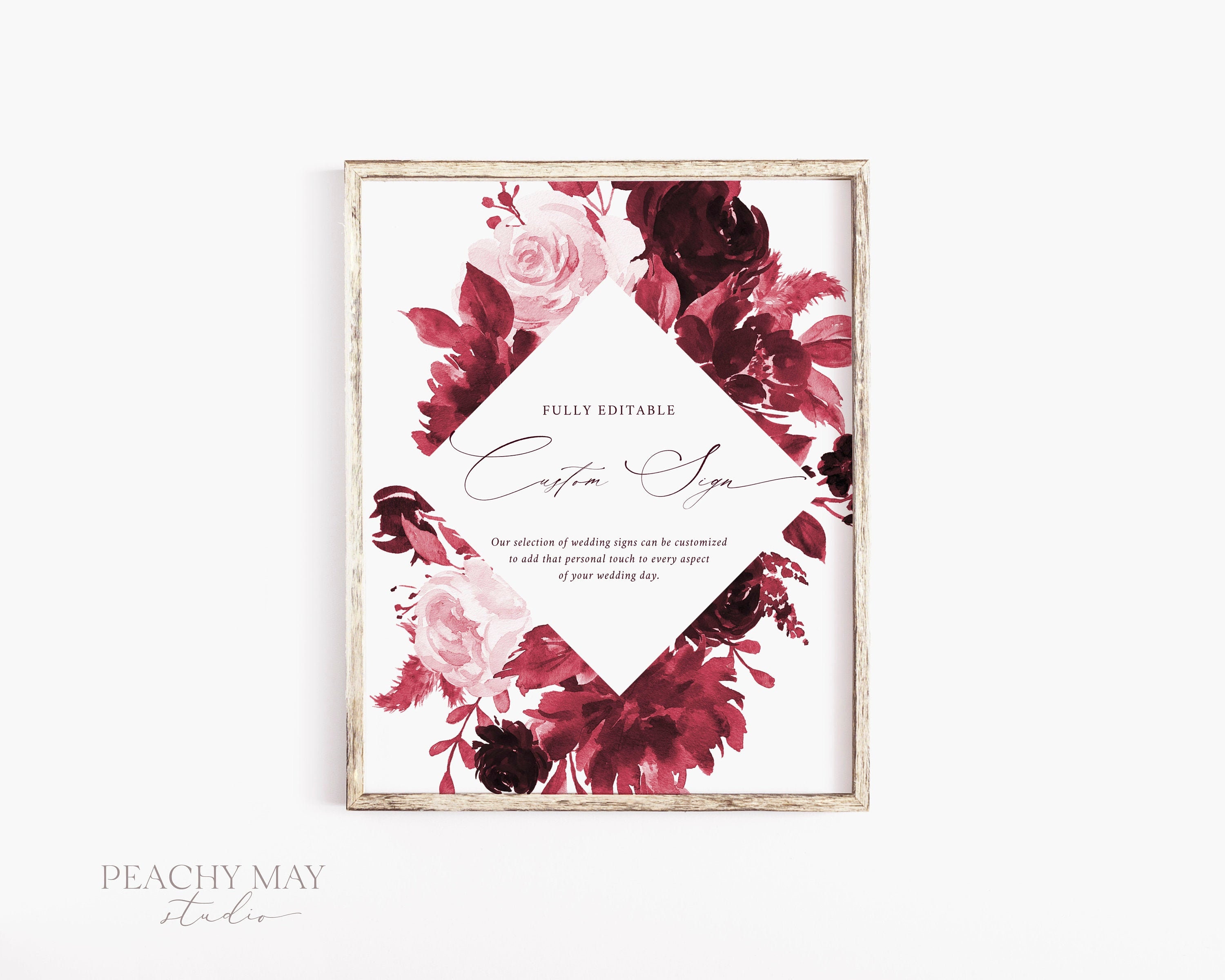 Burgundy Custom Sign Template Custom Wedding Sign Template - Etsy