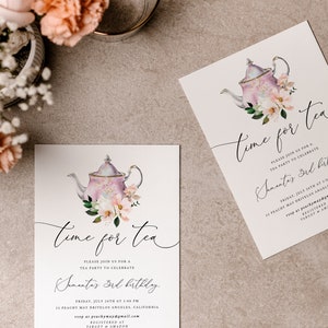 Time for Tea Party Invitation Template DIY Birthday Invite Let's ...