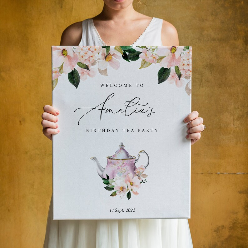 Birthday Party Welcome Sign Template Tea Party Welcome Sign - Etsy