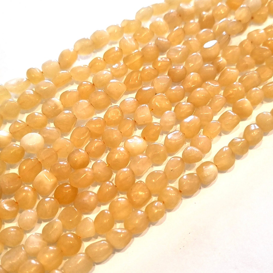 Authentic Yellow Jade Tumbled Nugget Gemstones Beads 6mm – 15.5″ Strand ...
