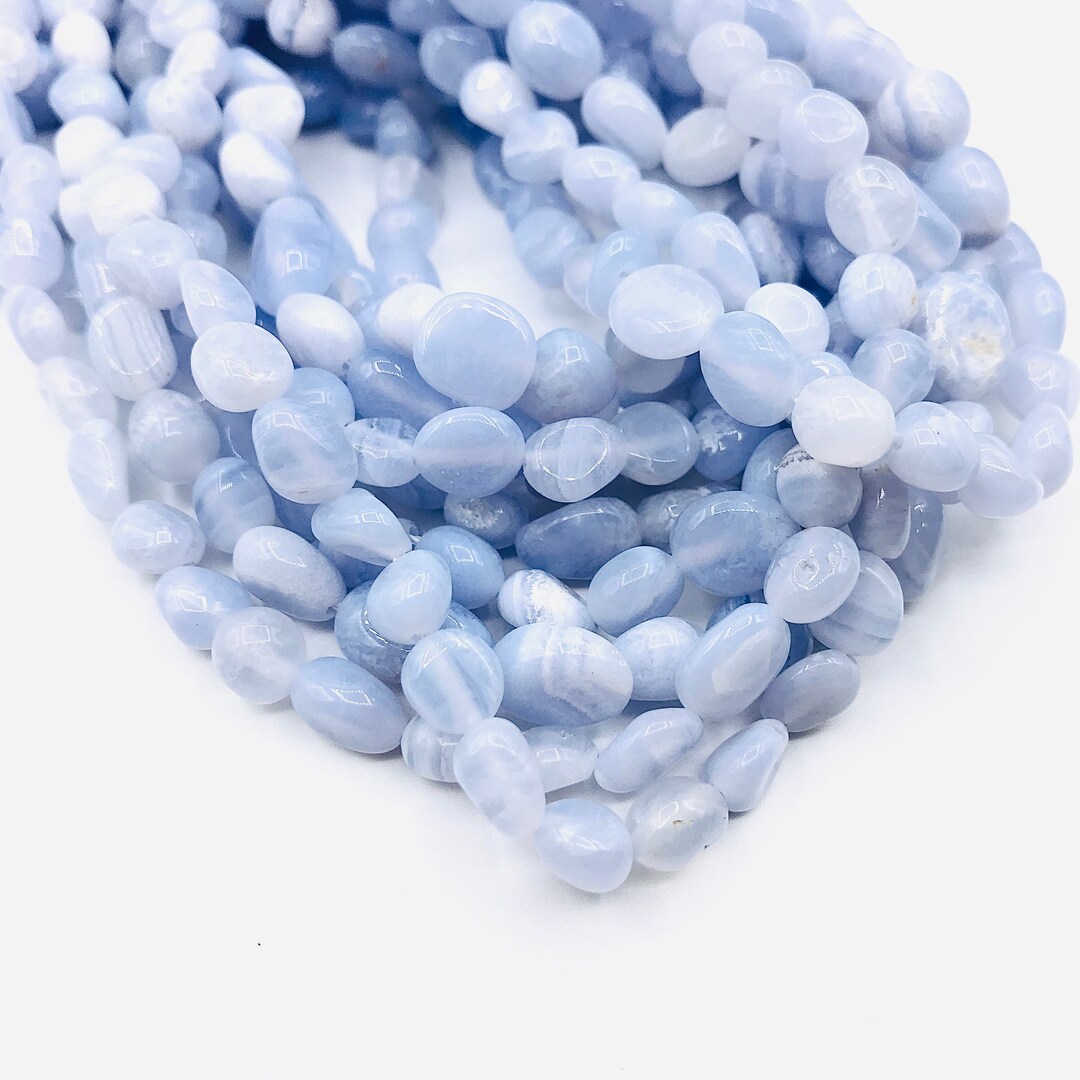 GENUINE Blue Lace Agate Potato Gemstones Beads 6*8mm -15 Inches Strand ...