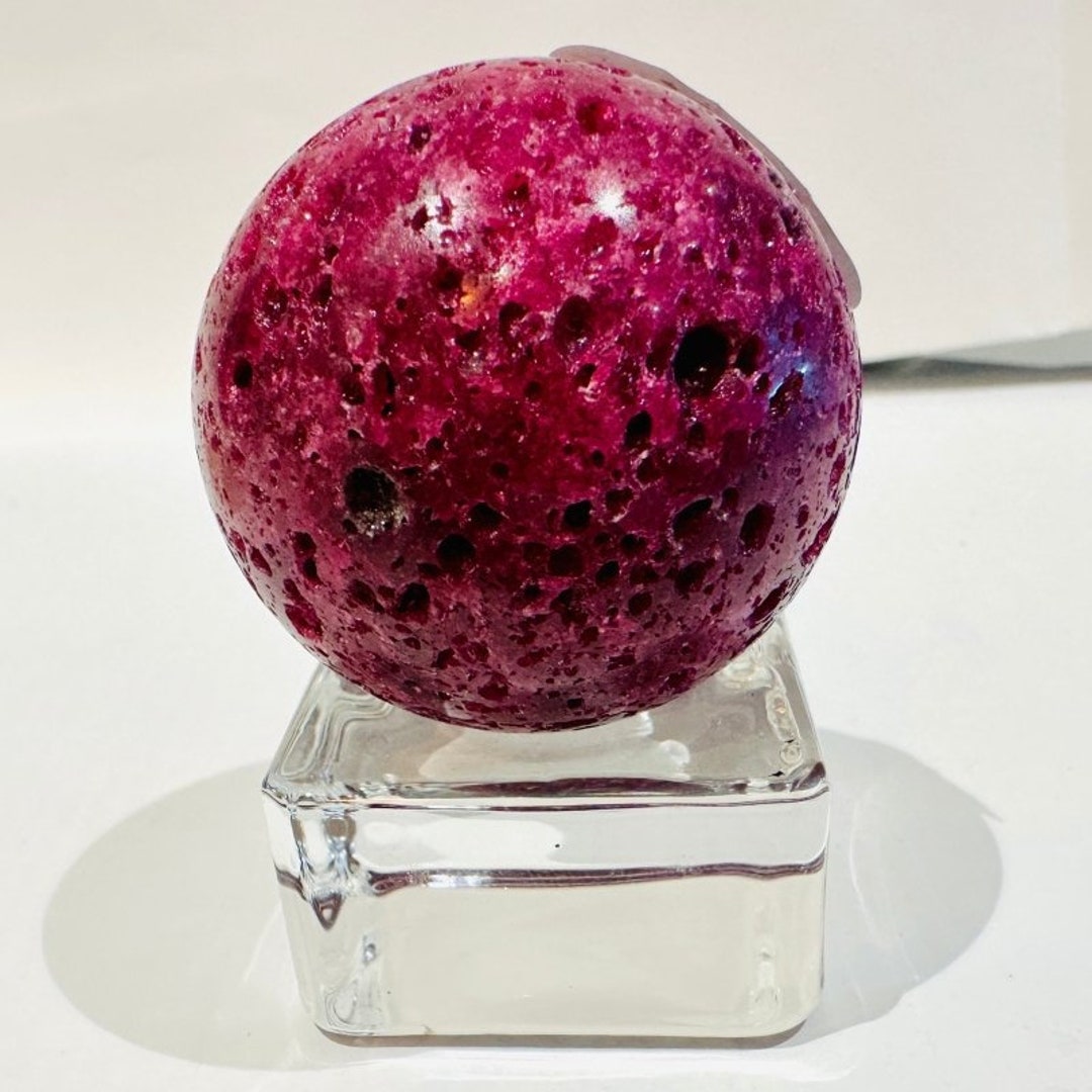 Authentic Fluorescent Ruby Crystal Sphere Radiate Passion and Spiritual ...