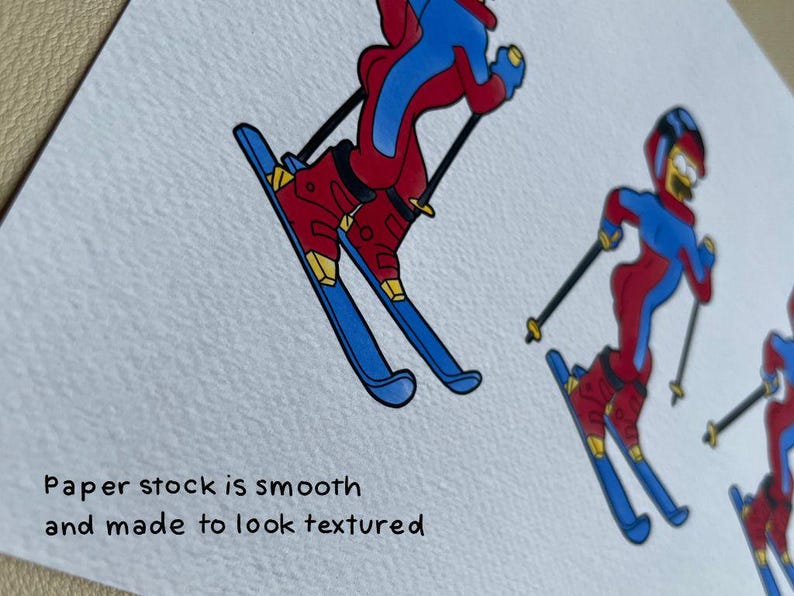 The Simpsons Ned Flanders Skiing Print, Poster Watercolor Illustration ...