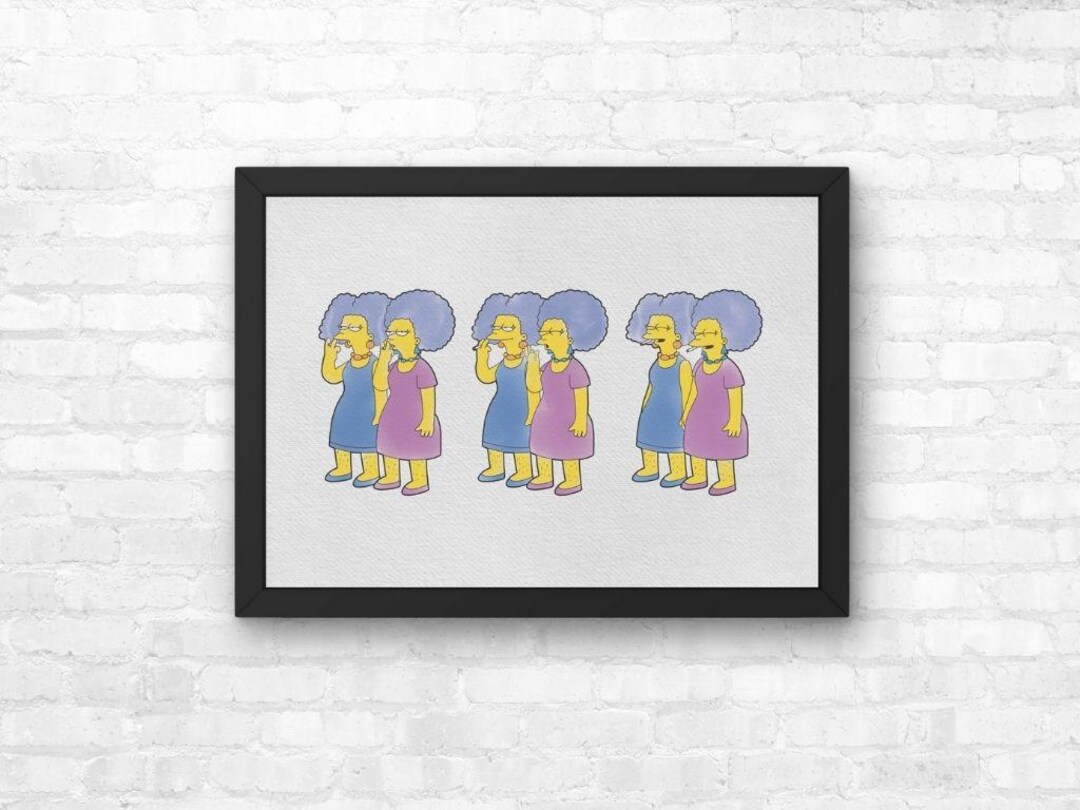 The Simpsons Patty & Selma Smoking Print, Poster Watercolor ...