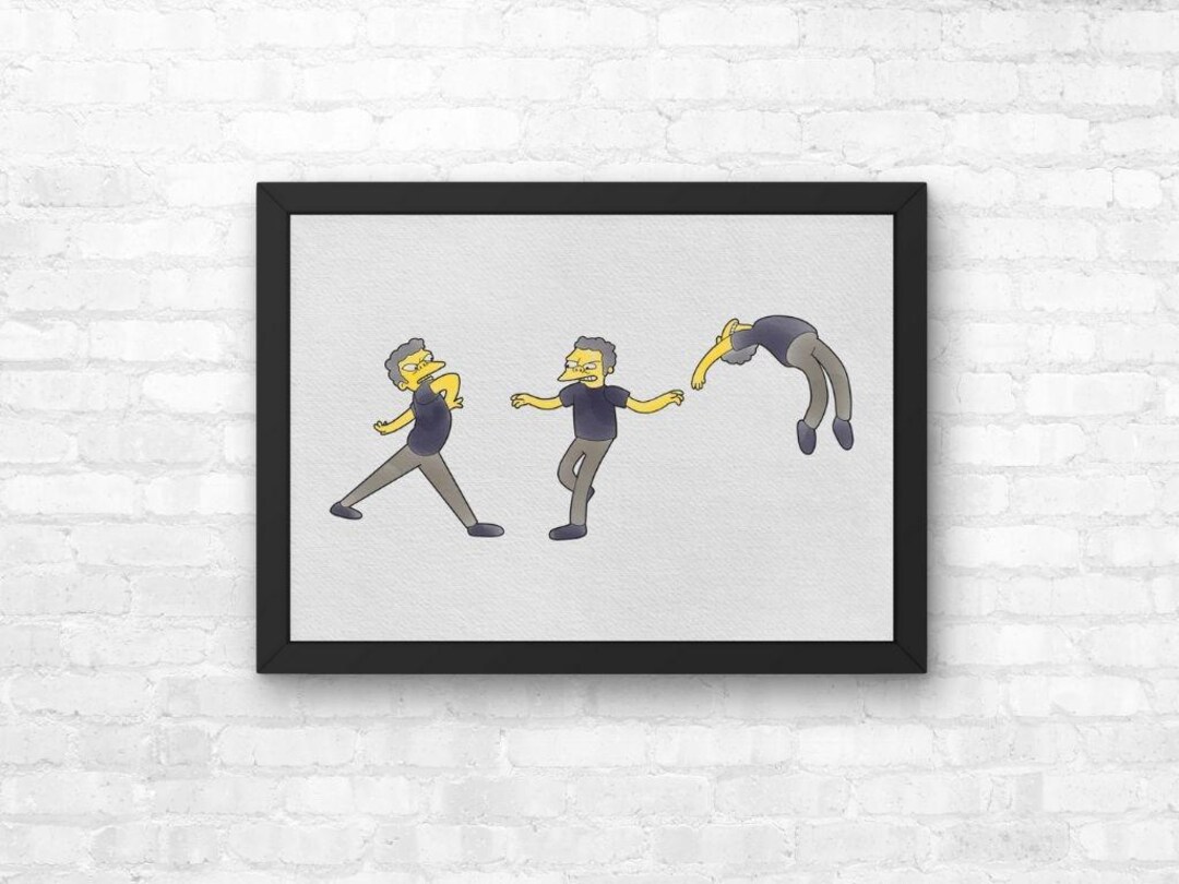 The Simpsons Moe Funk Dance Self-defense Print, Poster Watercolor ...