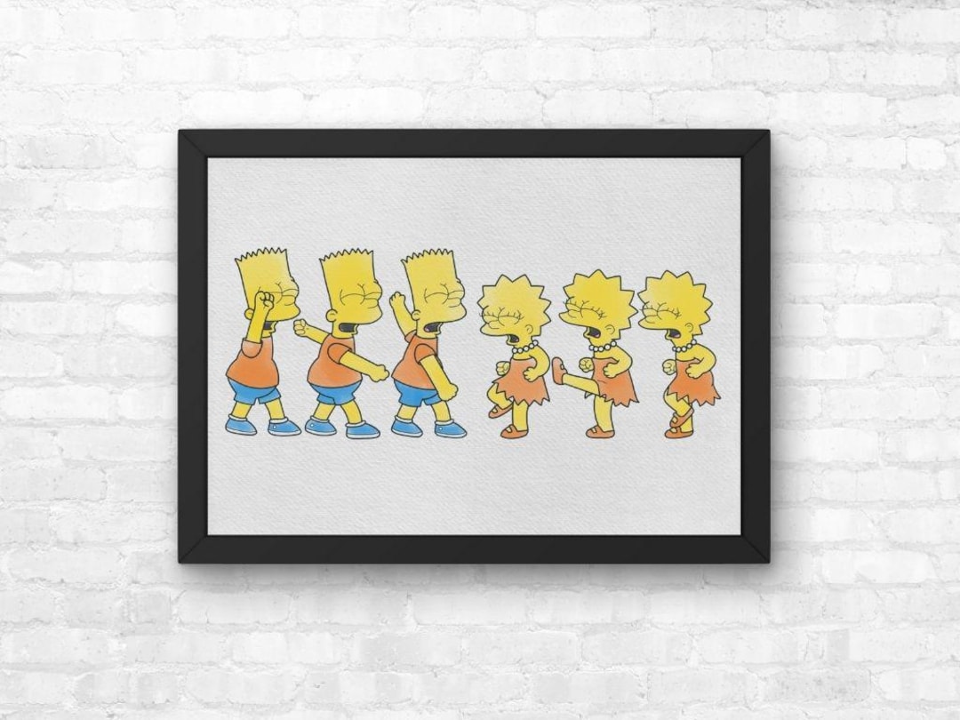 The Simpsons Bart Vs Lisa Fight Print, Watercolor Wall Art | A4 - Etsy