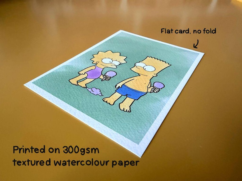 The Simpsons Bart & Lisa Ice Cream Card, Sibling Watercolor ...