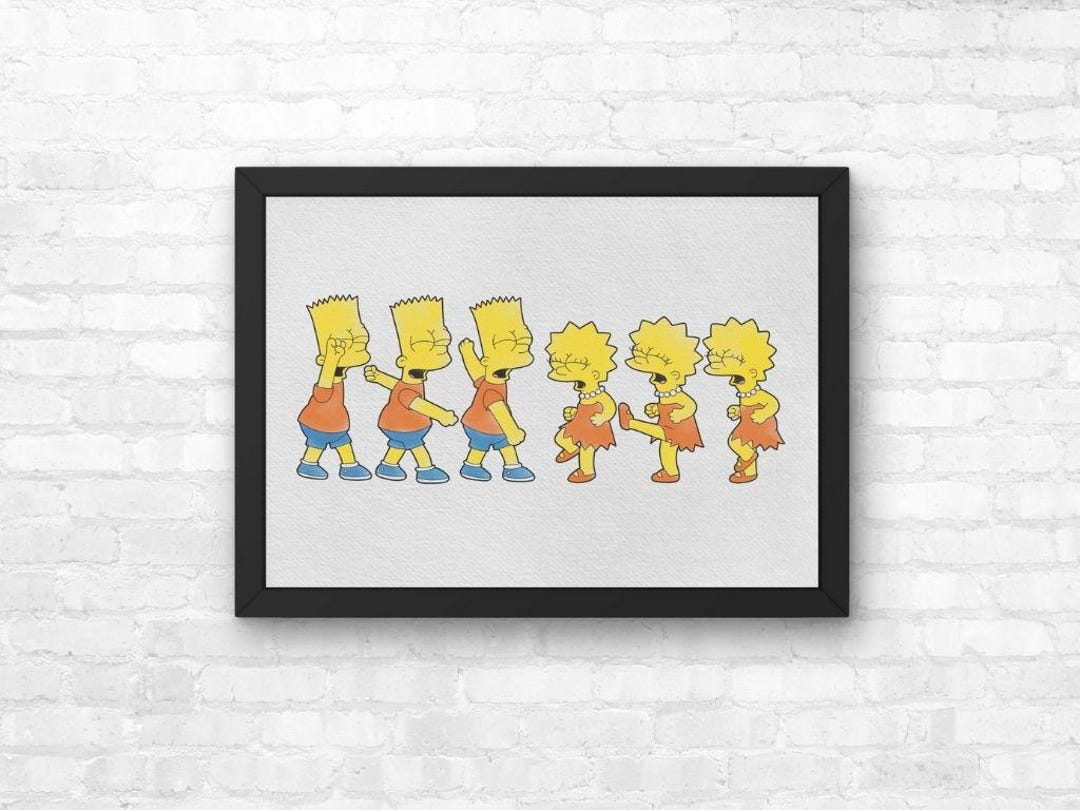 The Simpsons Bart Vs Lisa Print, Poster Watercolor Illustration Wall ...