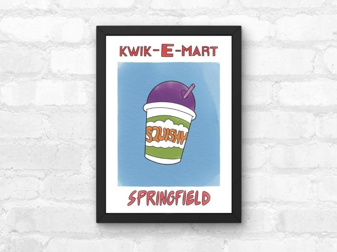 Kwik-e-mart Squishy Springfield Print, the Simpsons Watercolor Poster ...