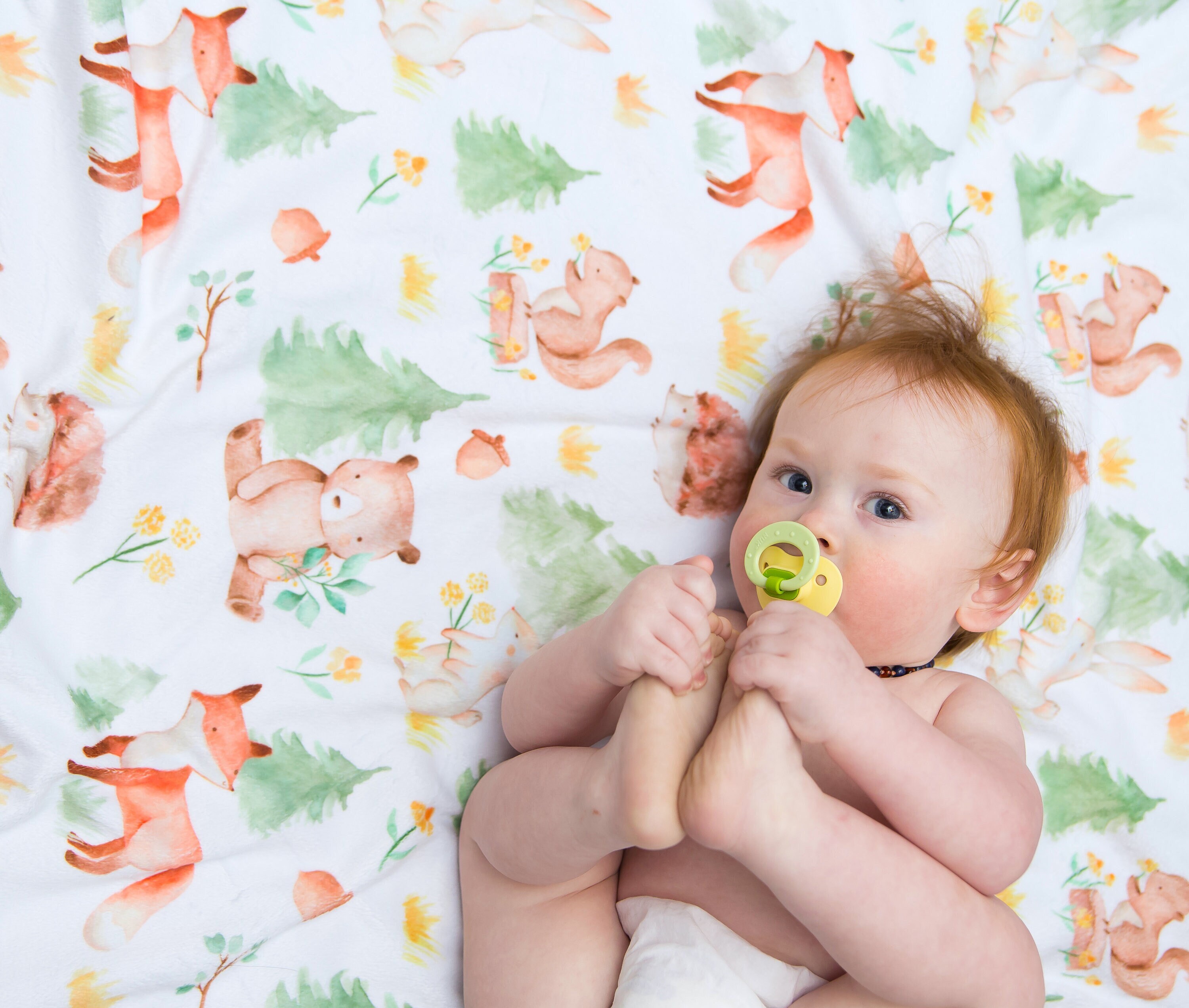 Woodland Forest Animals Baby & Toddler Minky Dot Blanket | Etsy