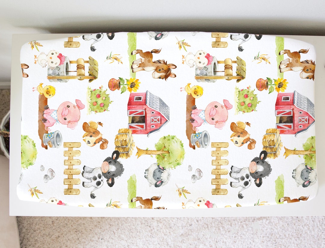 Farm Animals Changing Pad Cover Super Soft Stretchy Nursery Boy Girl ...