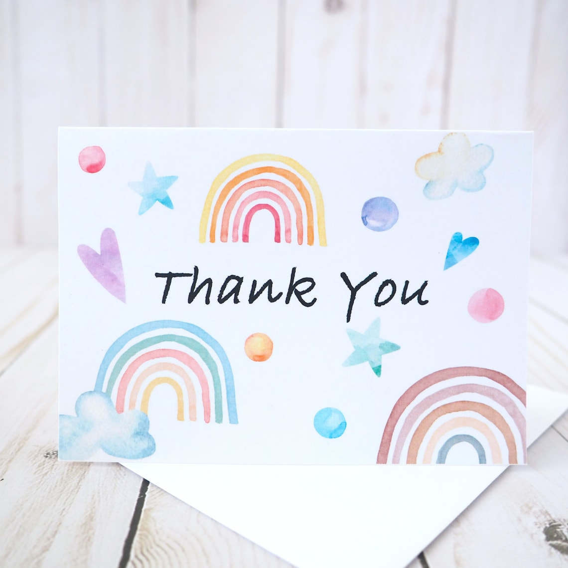 Rainbow Thank You Notes/Cards Set of 10 Envelopes Included | Etsy