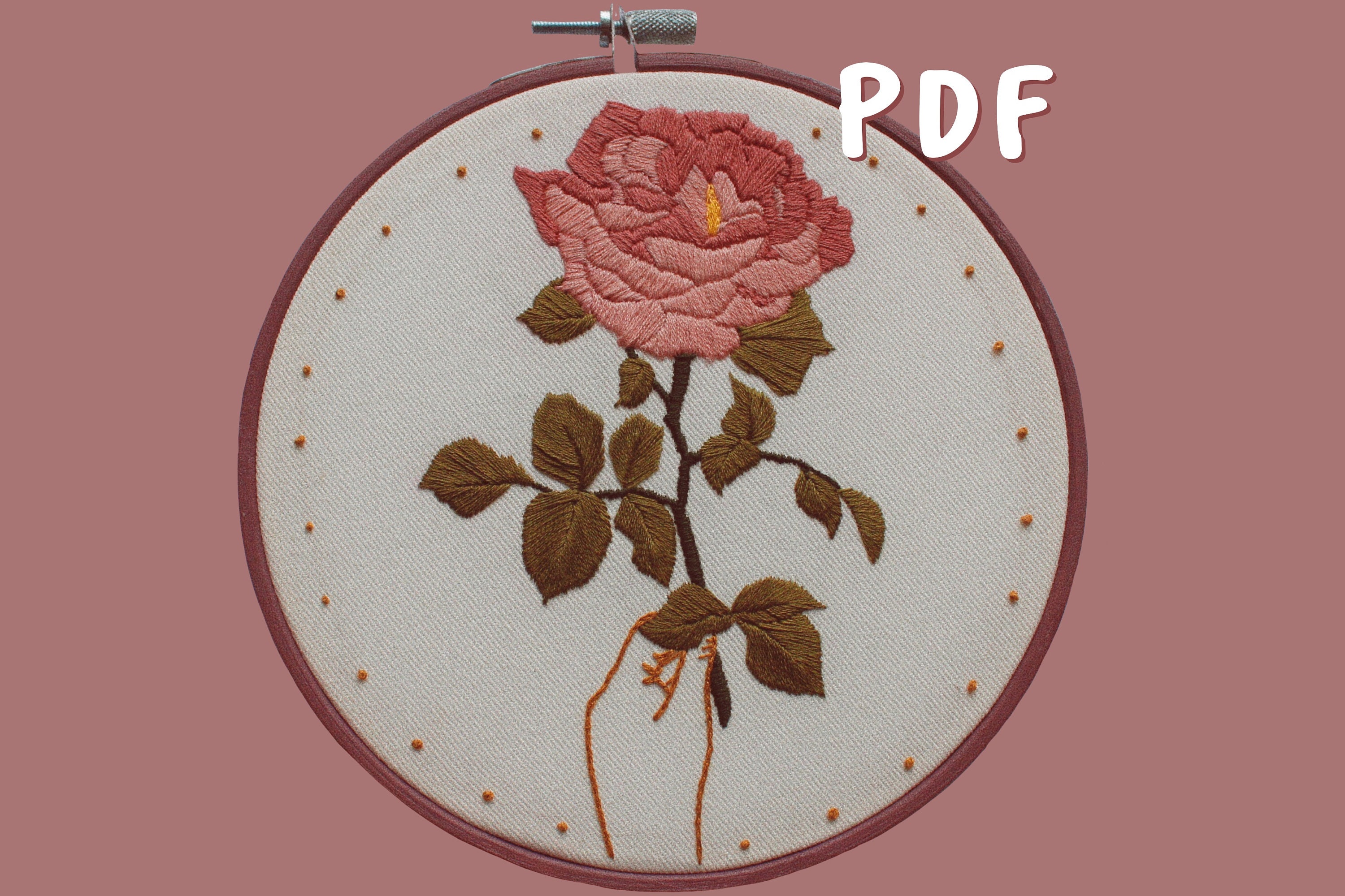 A single rose embroidery pattern / hand-embroidery needlepoint | Etsy