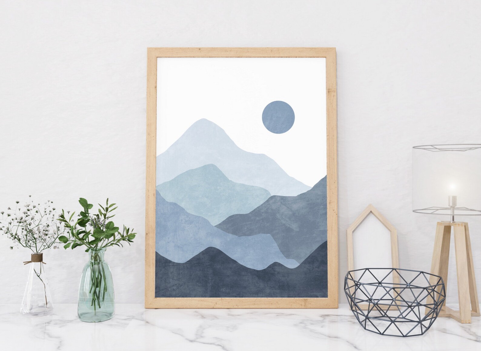 Mountain Wall Art Blue Landscape Art Abstract Blue Ridge | Etsy