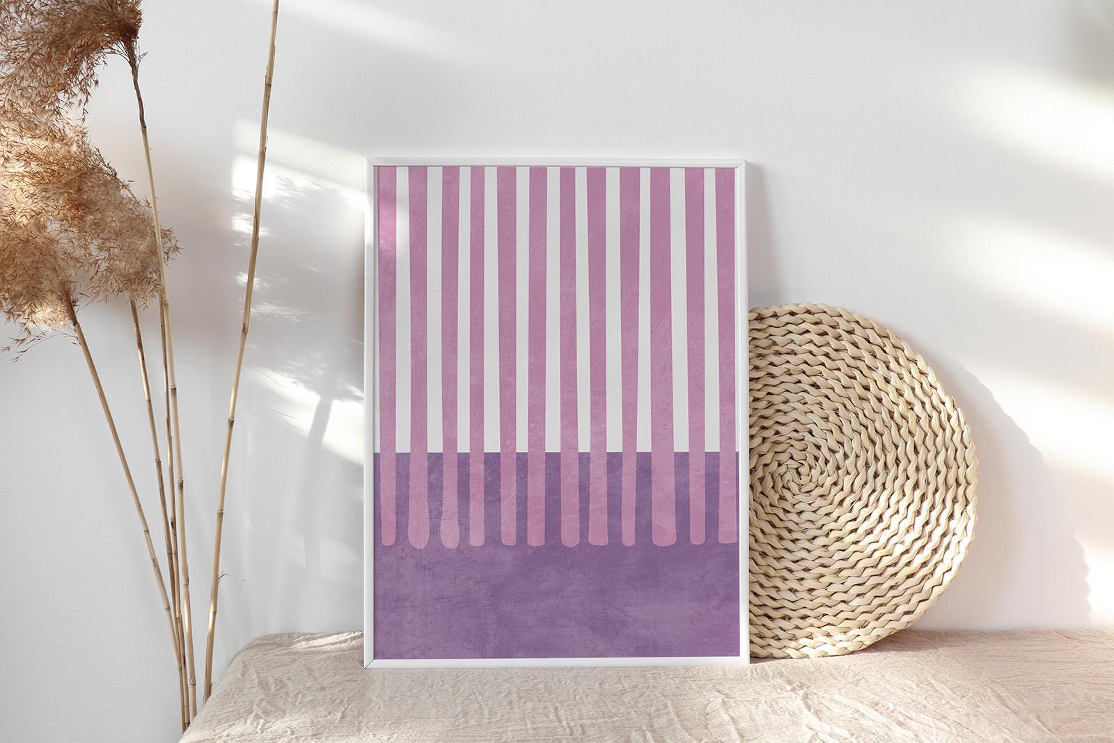 Mid Century Modern Wall Art Set of 3 Prints, Lilac Purple Wall Art ...