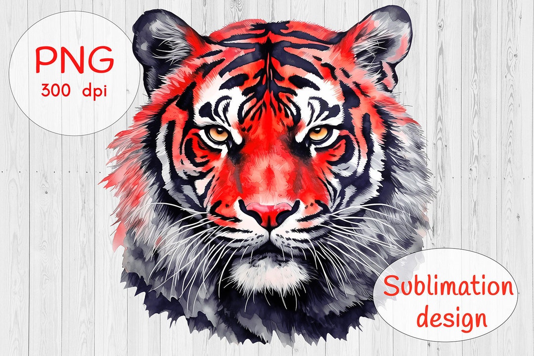 Tiger Sublimation Design Watercolor Black and Red Tiger - Etsy