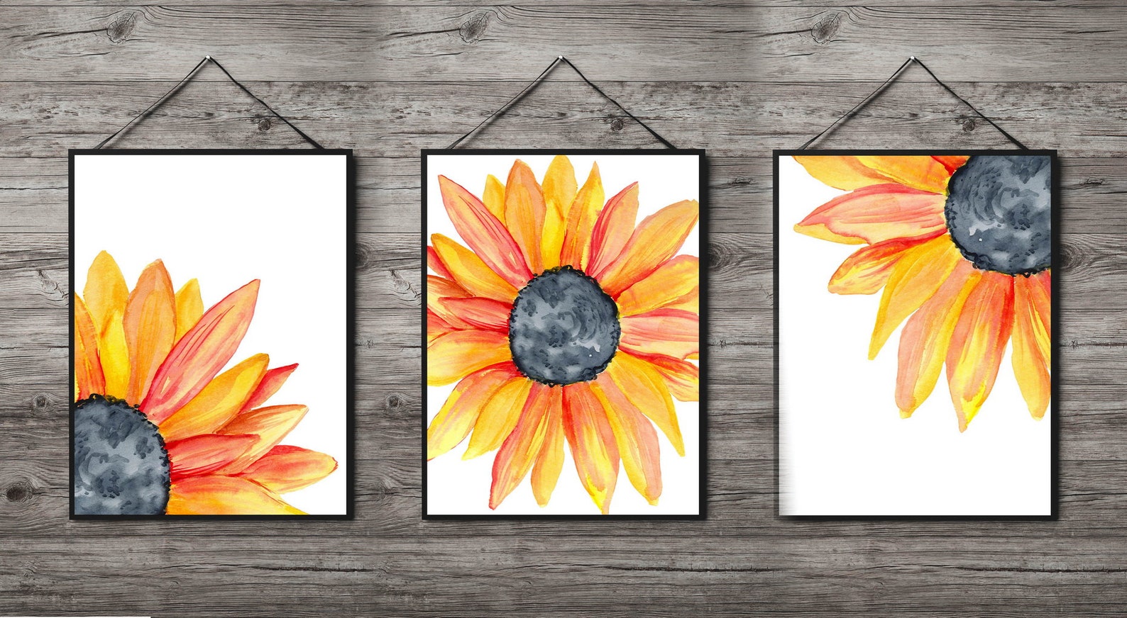 Watercolor Sunflower Print Set of 3 Posters Sunflowers 3 - Etsy