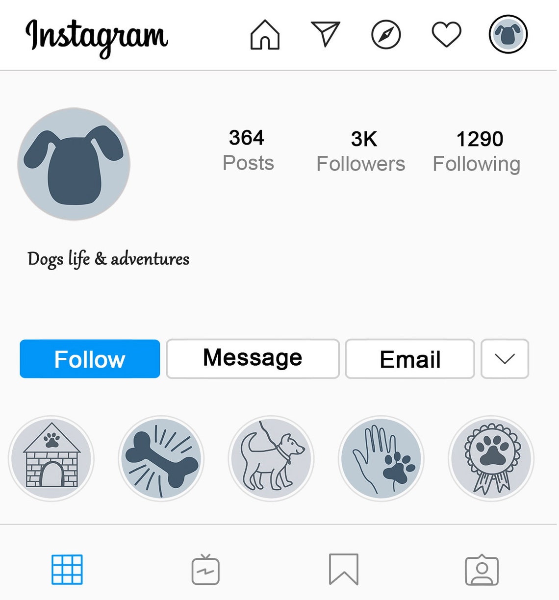 Dog Instagram Highlight Icons Blue Instagram Story Icons - Etsy