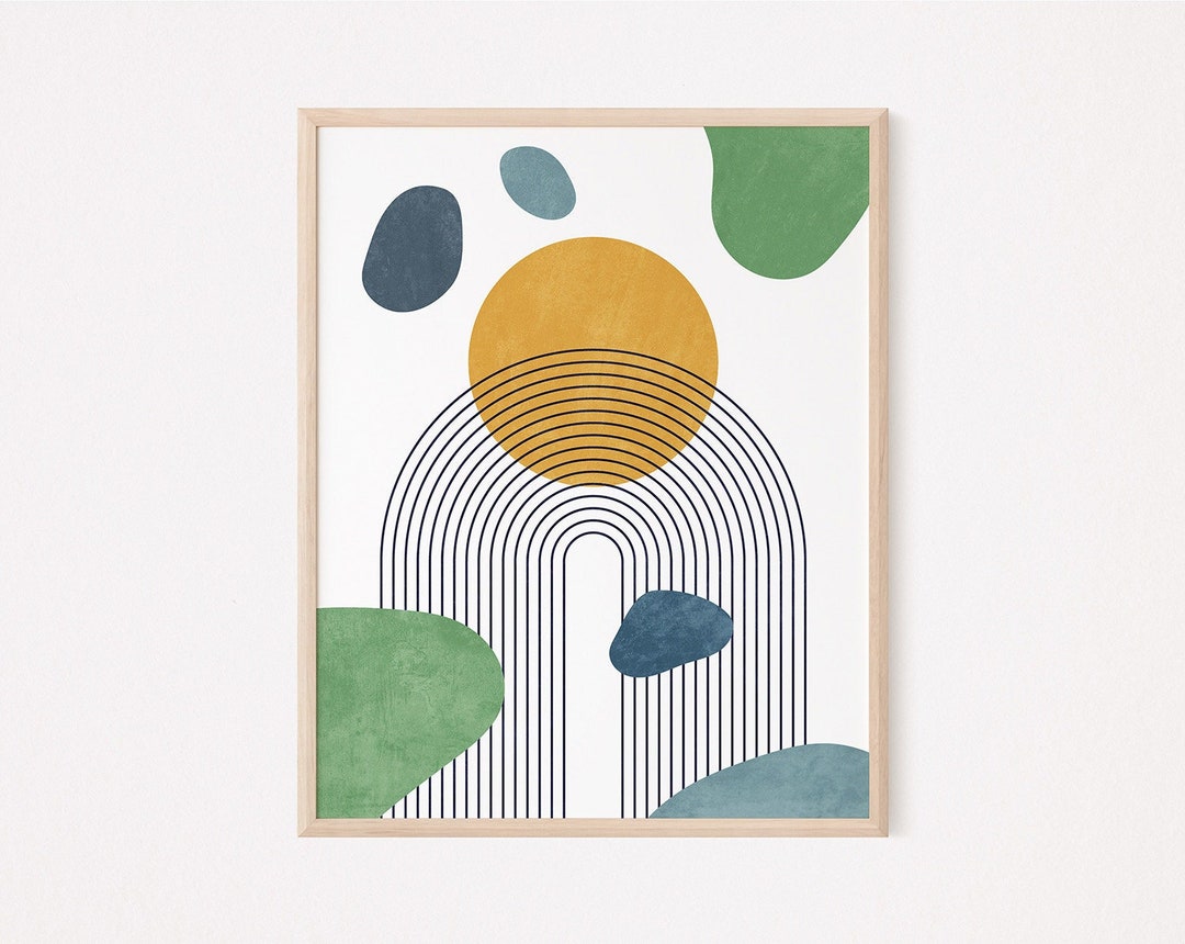 Mid Century Modern Wall Art, Abstract Arch Wall Art, Mustard Yellow ...