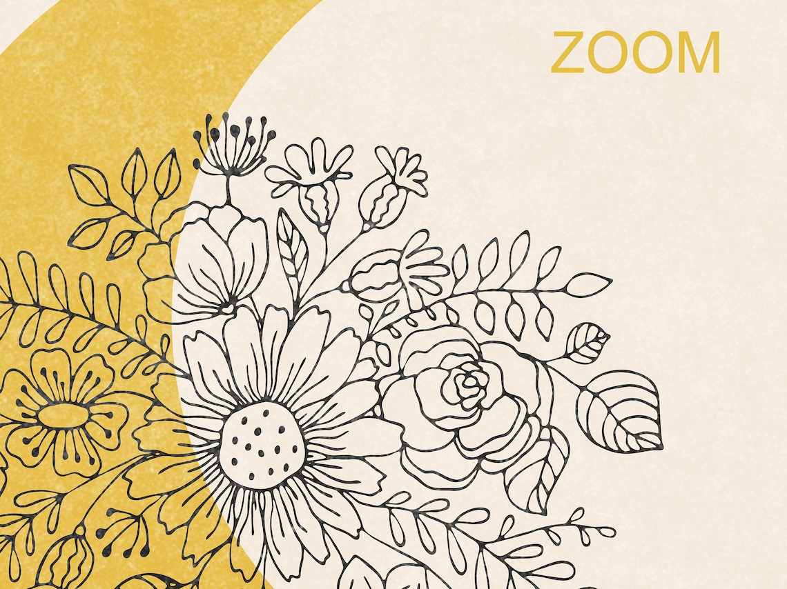 Yellow Moon Art Boho Wall Decor Moon Floral Art Print - Etsy