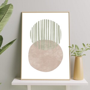 Geometric Wall Art Printable, Blush Pink and Sage Green Wall Art, Mid ...