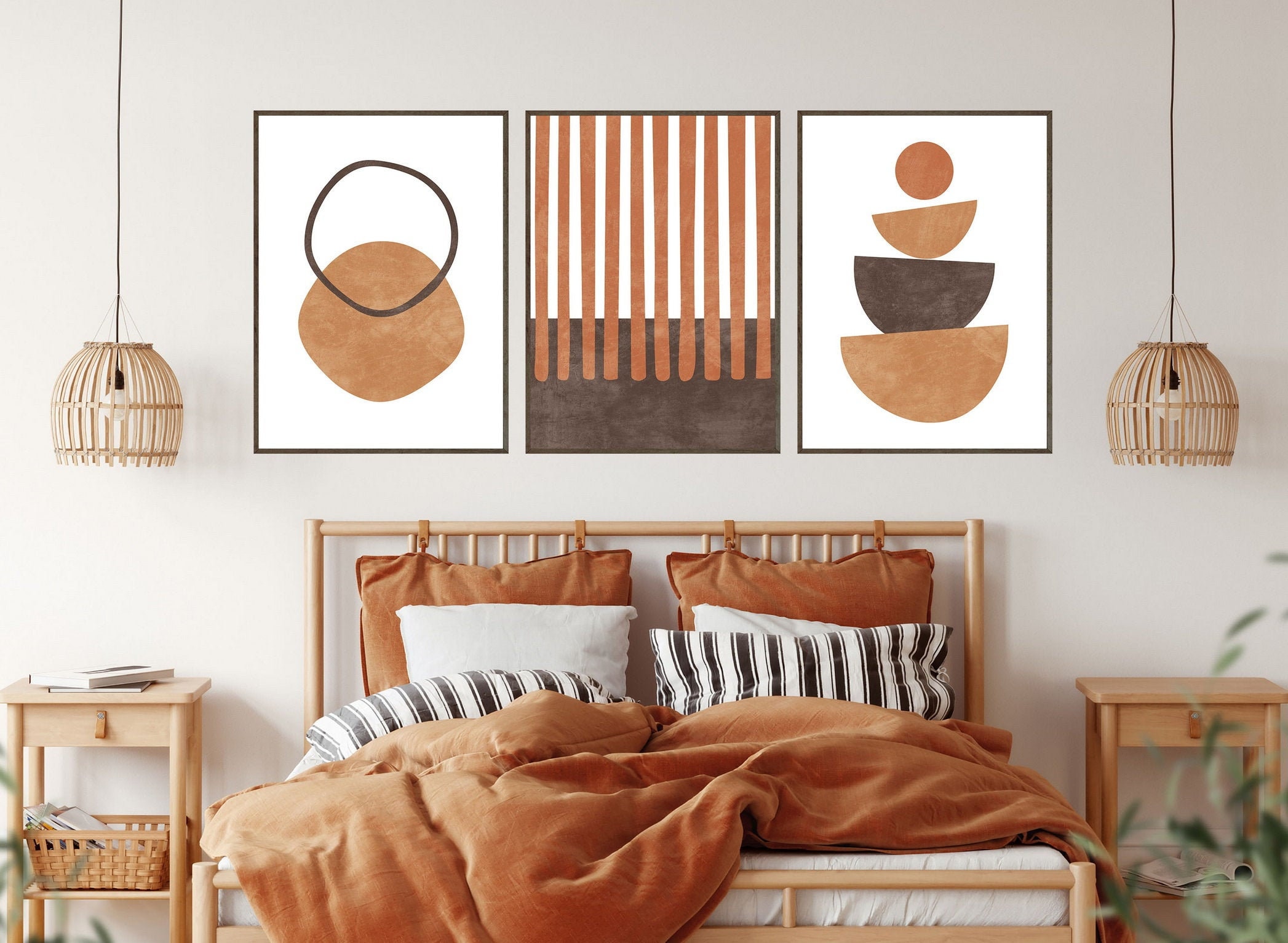 Mid century modern wall art set of 3 prints Abstract | Etsy