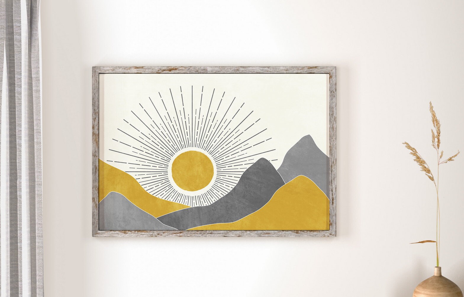 Horizontal Wall Art Abstract Landscape Wall Art Boho Sun - Etsy