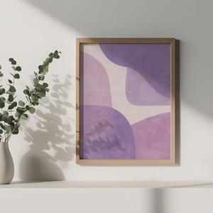 Mid Century Modern Wall Art Set of 2 Prints, Abstract Purple Wall Art ...