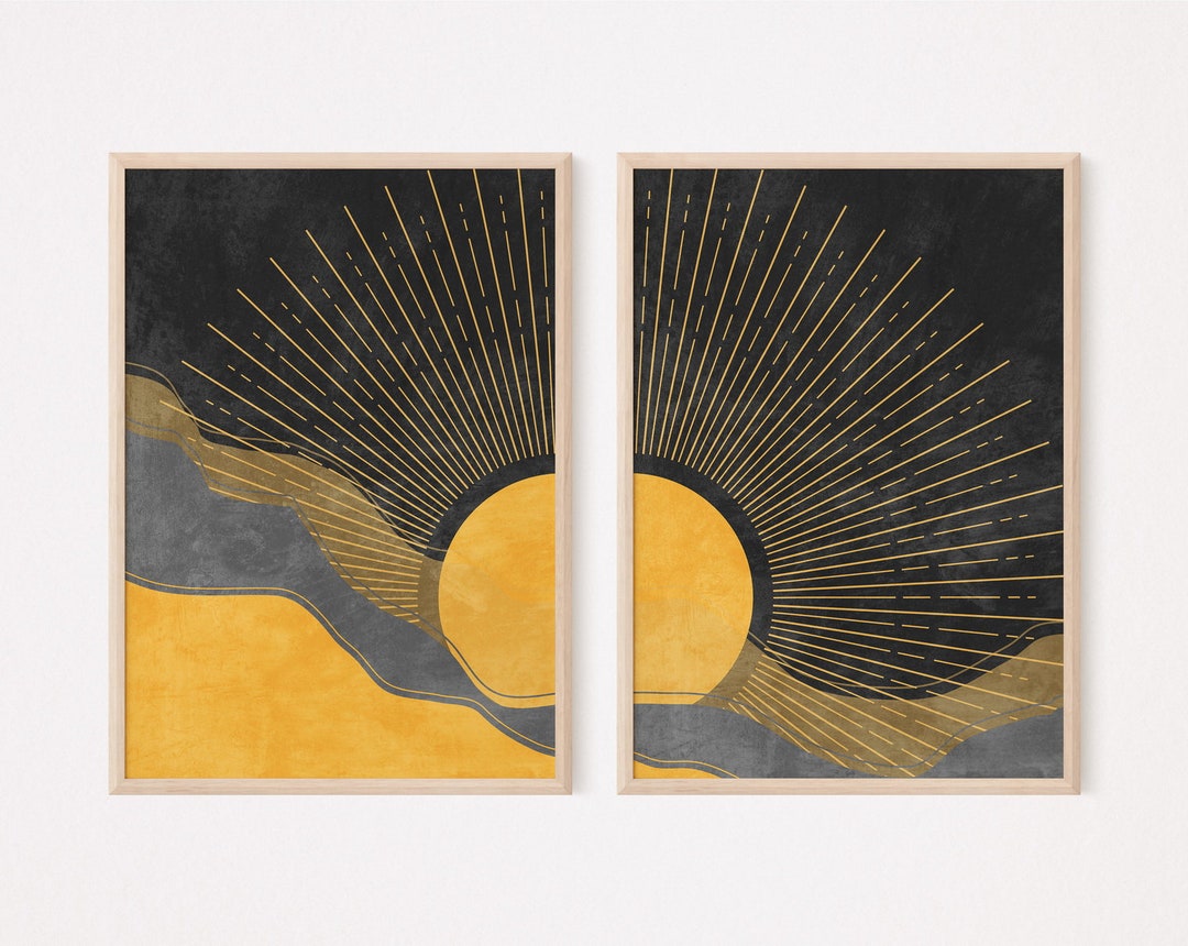 Boho Sun Wall Art Set of 2 Prints Modern Boho Wall Decor - Etsy