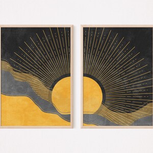 Boho Sun Wall Art Set of 2 Prints Modern Boho Wall Decor - Etsy