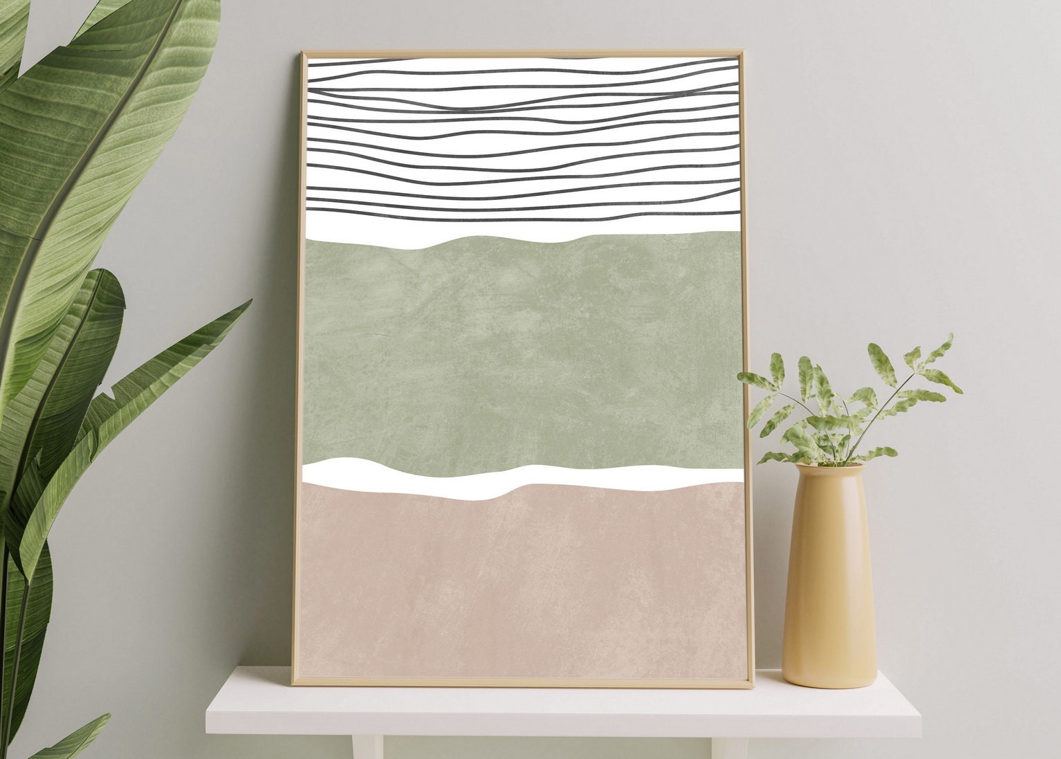 Sage Green and Blush Pink Wall Art Set of 2 Prints Mid - Etsy
